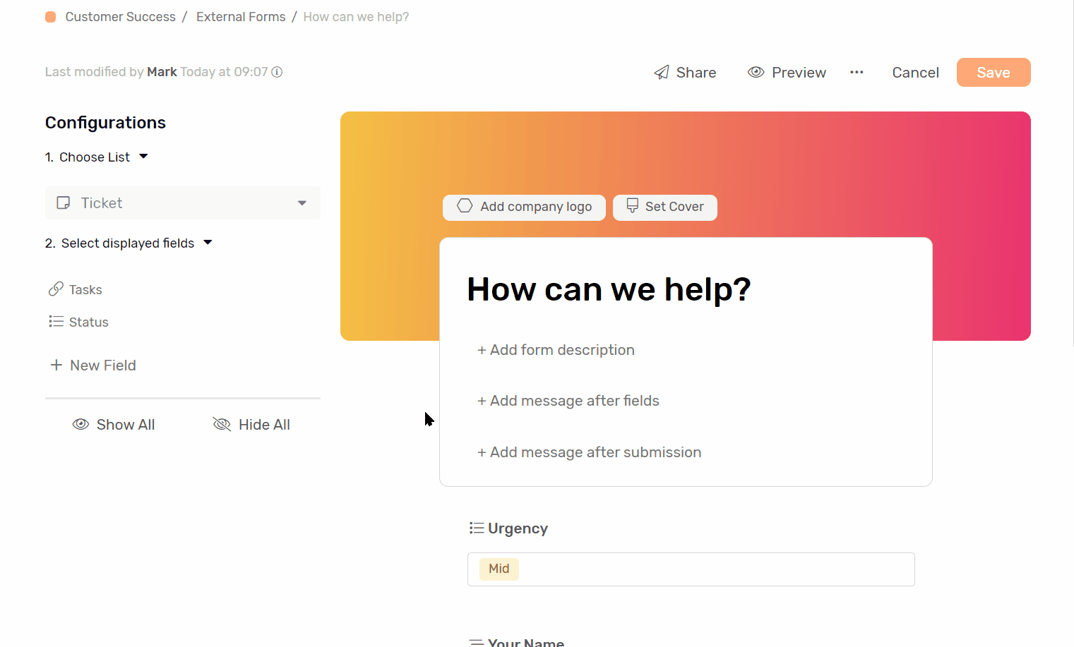 Workiom Help Center | Internal Forms